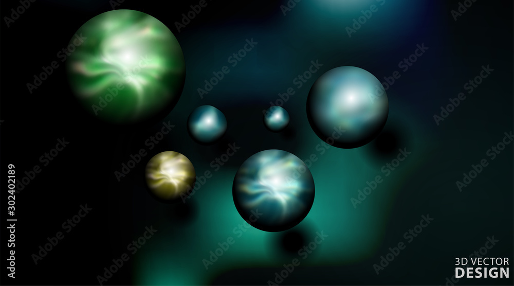 Realistic 3d ball vector illustration. sphere in dark background Stock ...