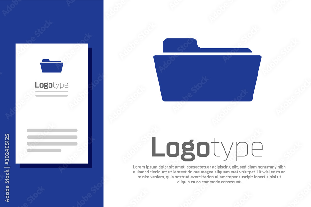 Blue Folder icon isolated on white background. Logo design template ...