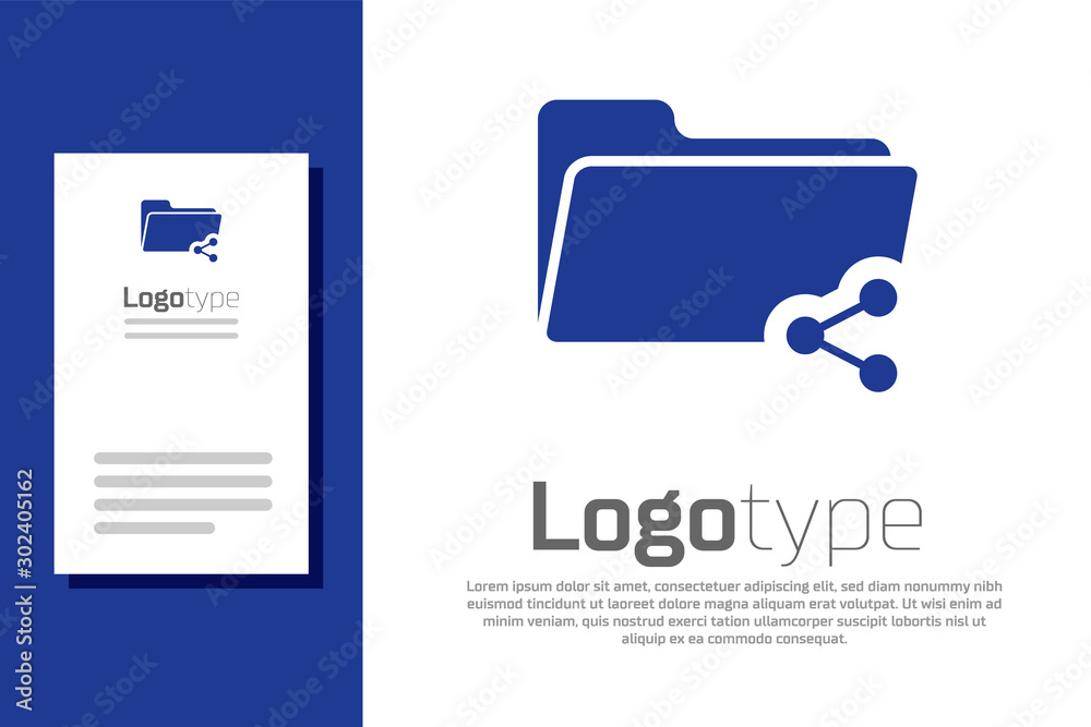 Blue Share folder icon isolated on white background. Folder sharing ...