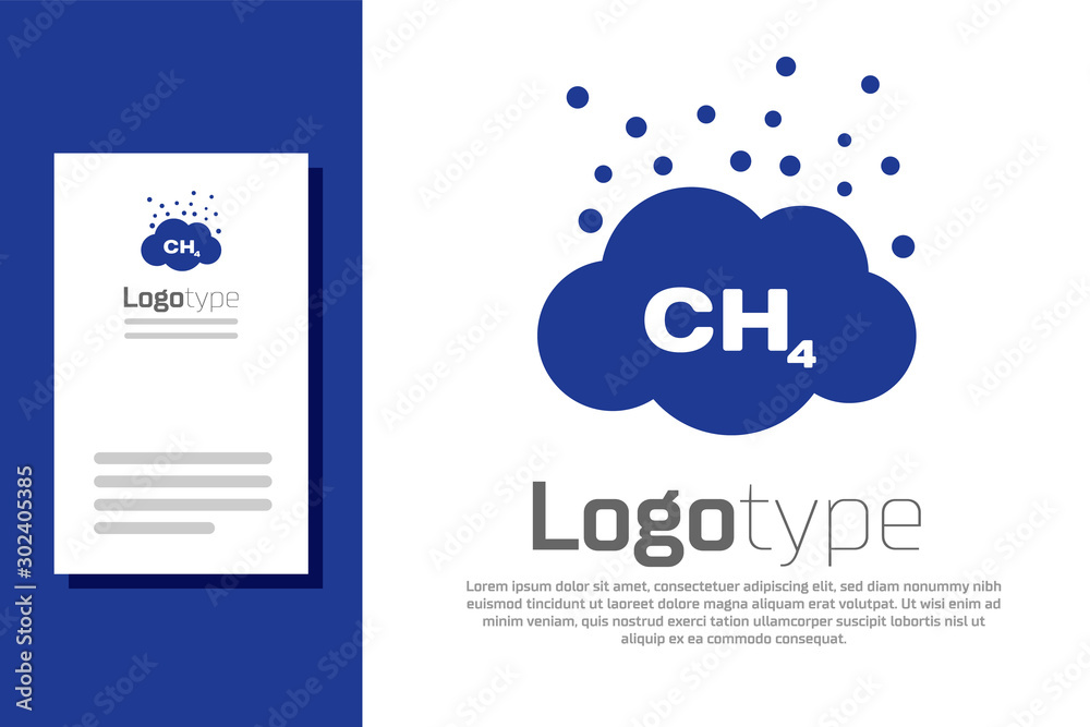 Blue Methane emissions reduction icon isolated on white background. CH4 ...