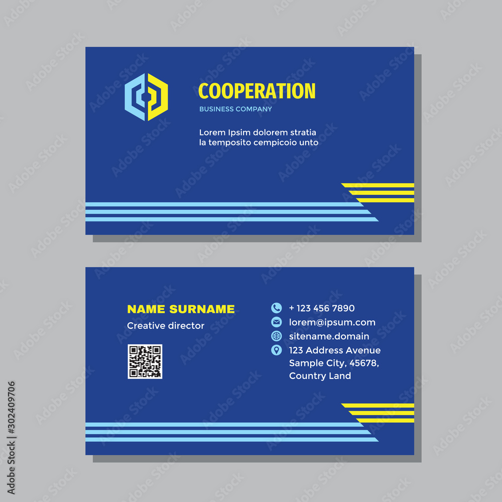 Business card template with logo - concept design. Development visit ...
