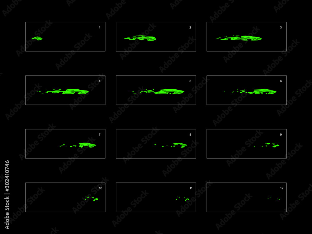 sprite sheet of liquid splash animation. frame by frame classic ...