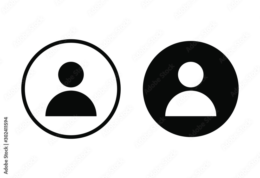 User icon set. Profile symbol button. Person avatar black silhouette ...