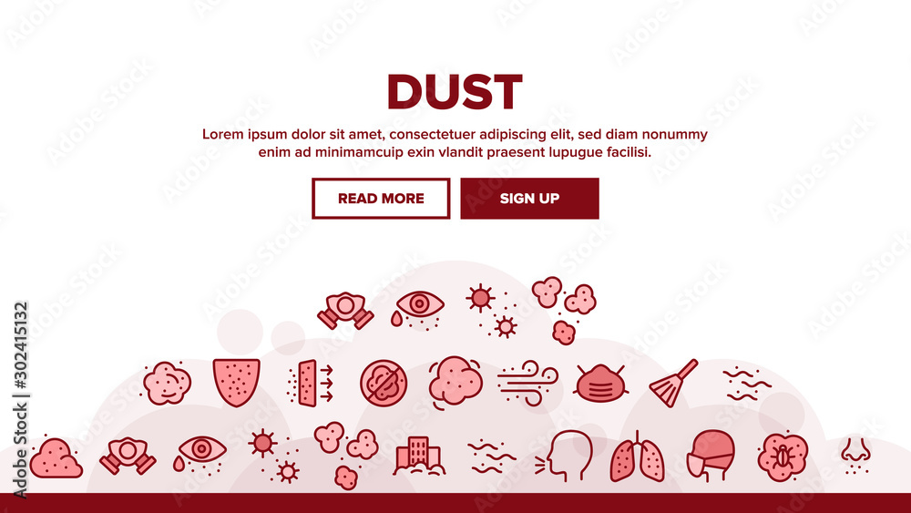 Dust And Polluted Air Landing Web Page Header Banner Template Vector ...