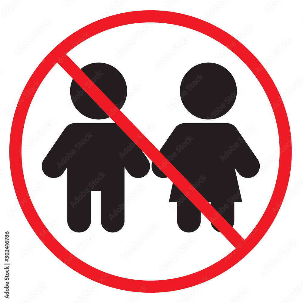 not for children icon on white background. flat style. STOP! Not for ...