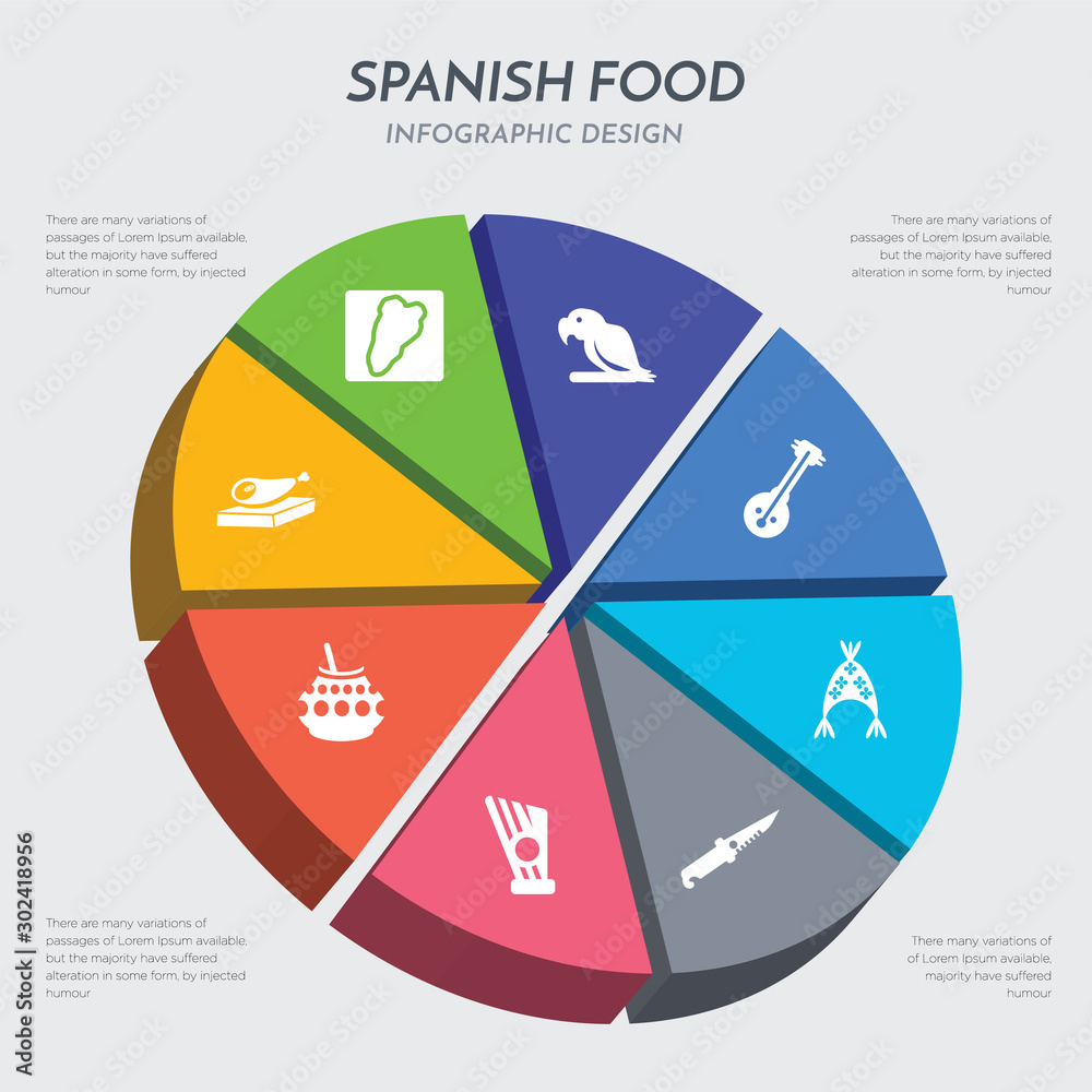 spanish food concept 3d chart infographics design included jamón ...