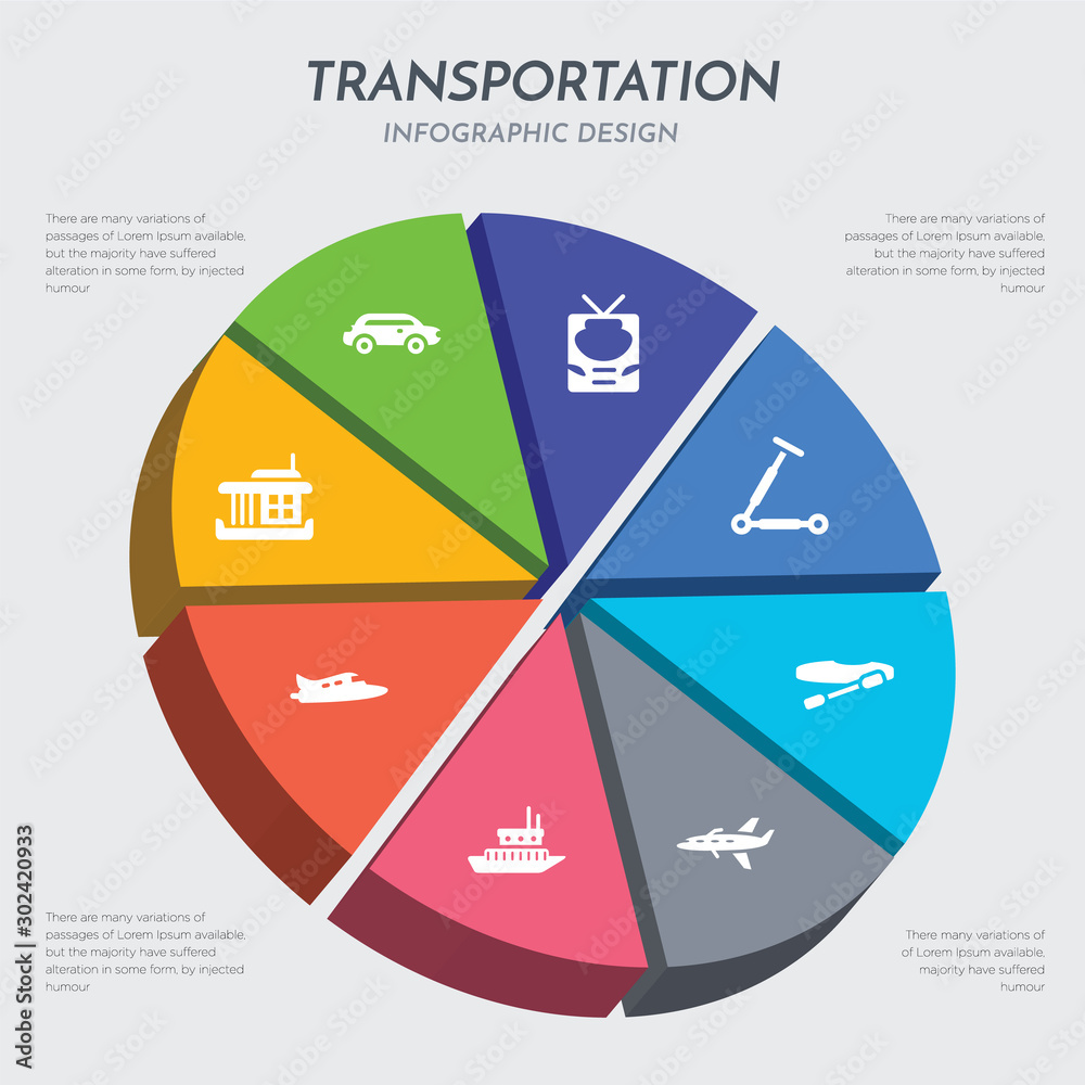 transportation concept 3d chart infographics design included houseboat ...
