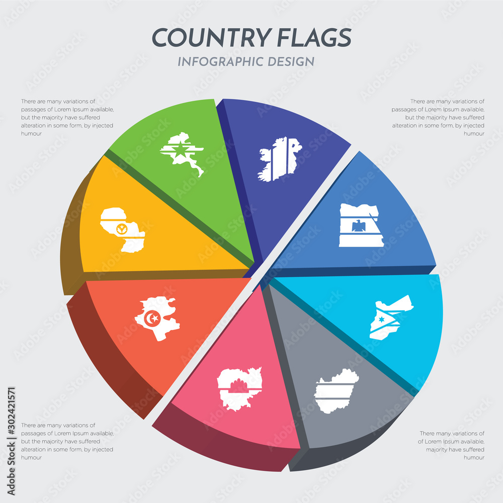 country flags concept 3d chart infographics design included paraguay ...