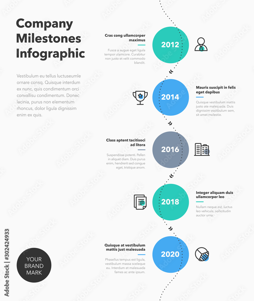 Simple business infographic for company milestones timeline with ...