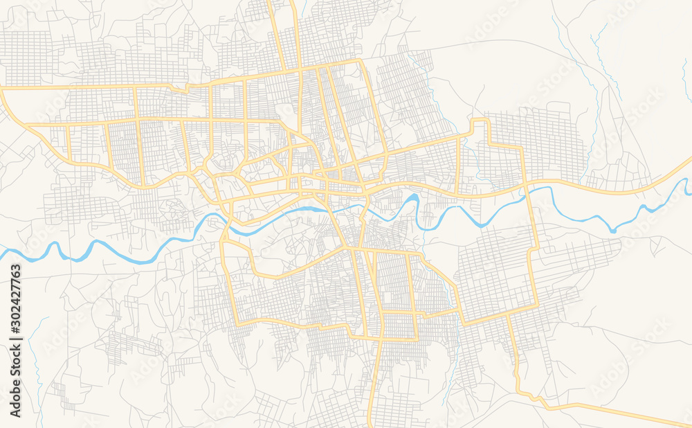 Printable street map of Hargeysa, Somalia Stock Vector | Adobe Stock