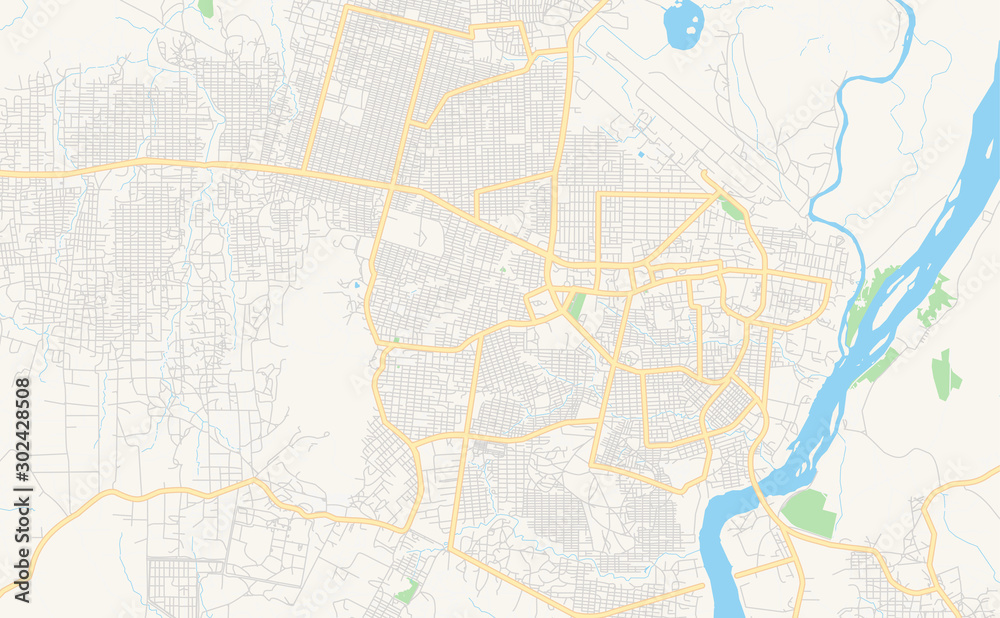 Printable street map of Juba, South Sudan Stock Vector | Adobe Stock