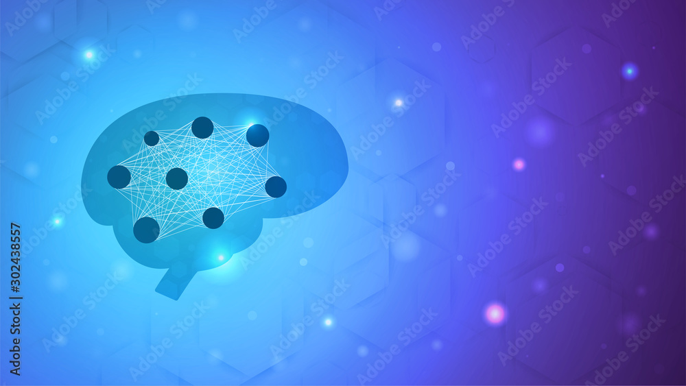 Artificial Intelligence abstract background. AI brain with neurons and ...
