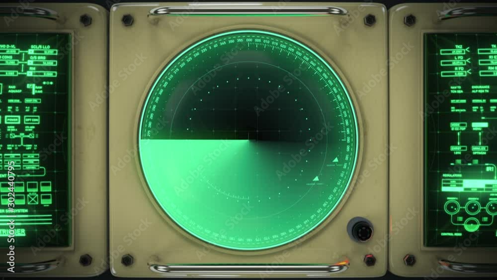 Retro radar interface showing detected ships or aircrafts, location and ...
