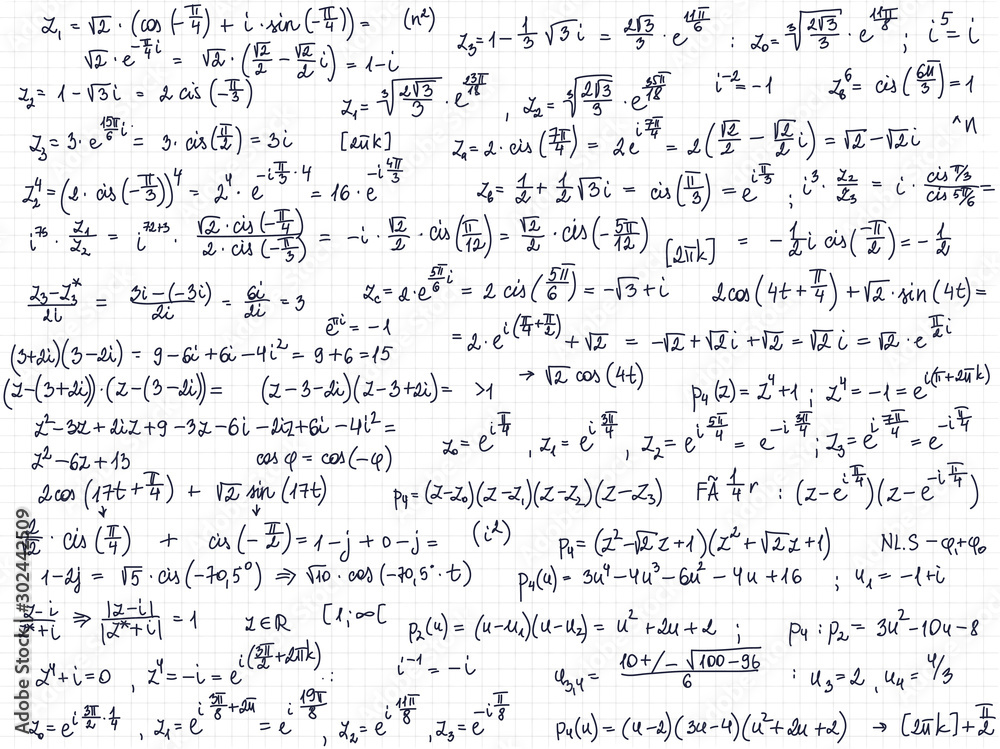 Set of mathematical formulas and solutions to problems and equations ...