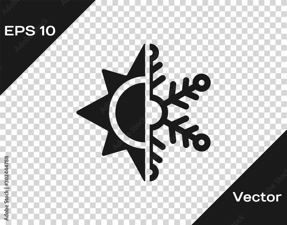 Grey Hot and cold symbol. Sun and snowflake icon isolated on ...
