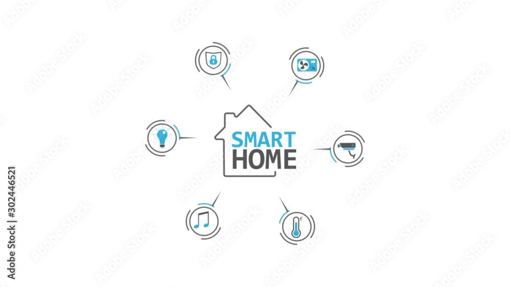 Smart home 2d animation. Home automation and remote control concept on ...