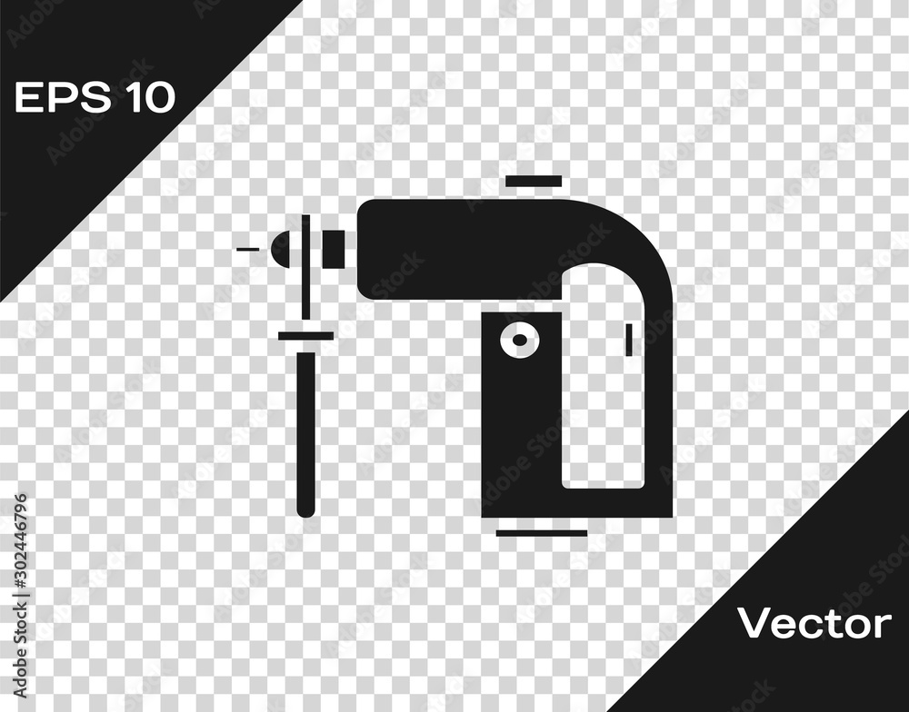 Grey Electric rotary hammer drill machine icon isolated on transparent ...