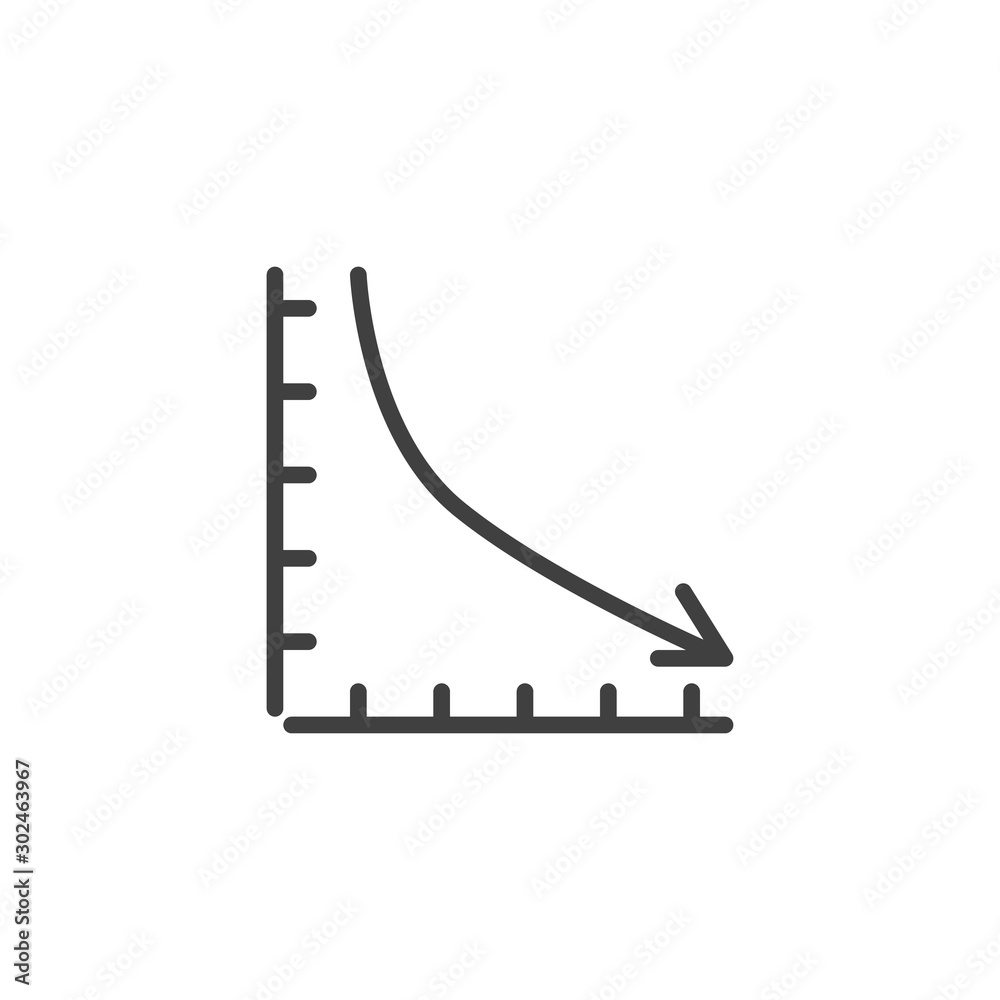 Business decline graph line icon. Decrease diagram linear style sign ...