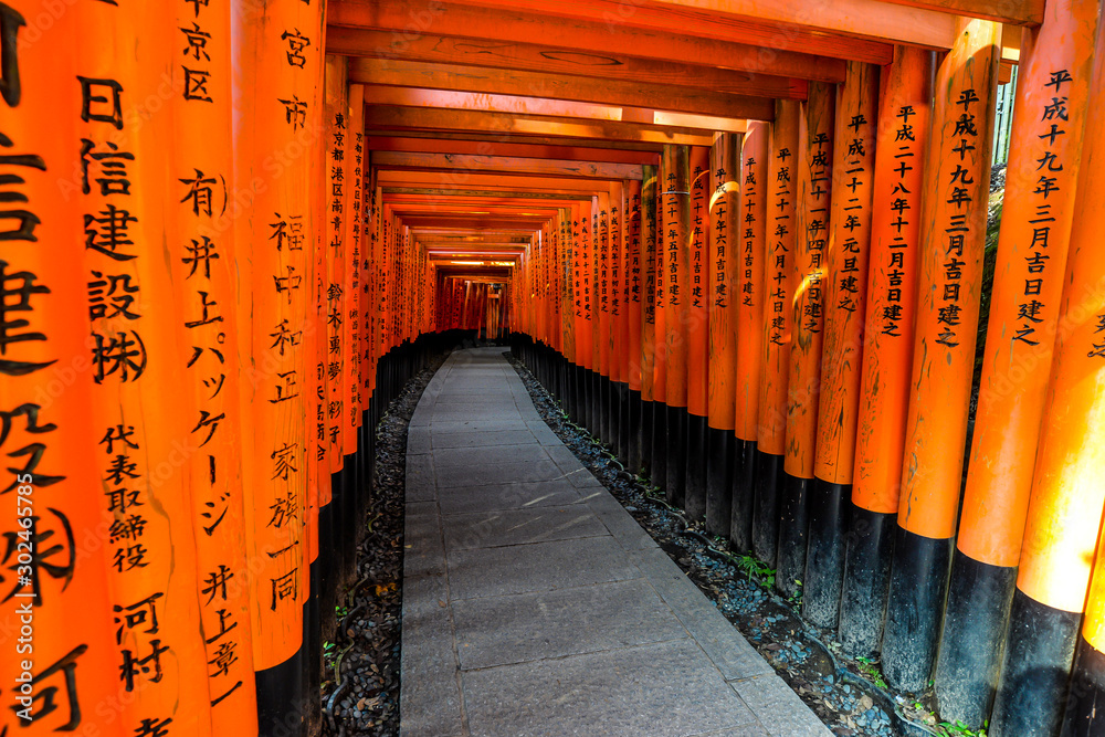 The iconic shrine in Kyoto, made famous for its thousands of orange and ...