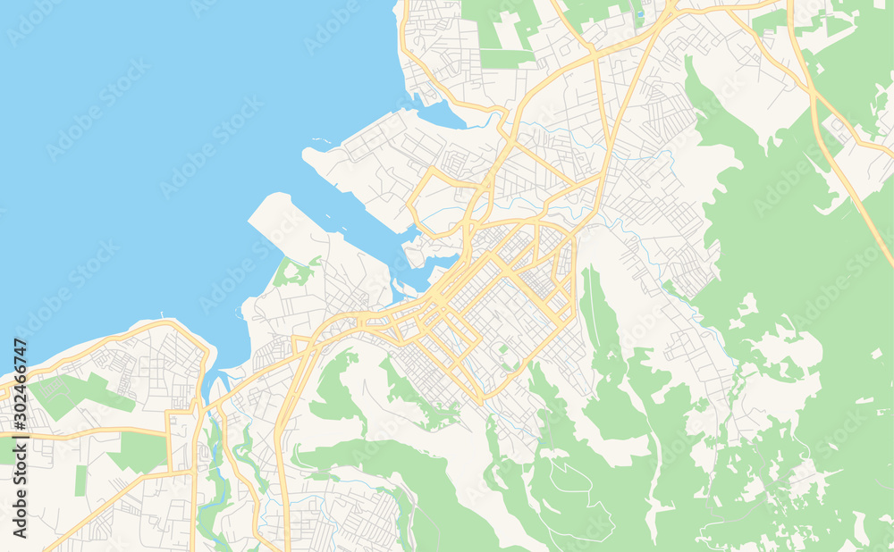 Printable street map of Port Louis, Mauritius Stock Vector | Adobe Stock