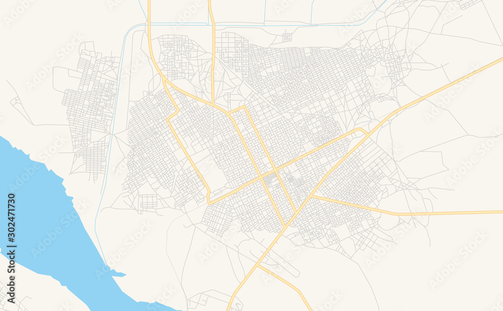 Printable street map of Rabak, Sudan Stock Vector | Adobe Stock