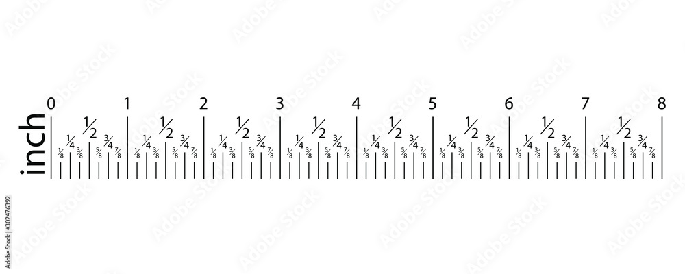 Original Inches, Inch Ruler. Measuring tool, Graduation grid, flat ...