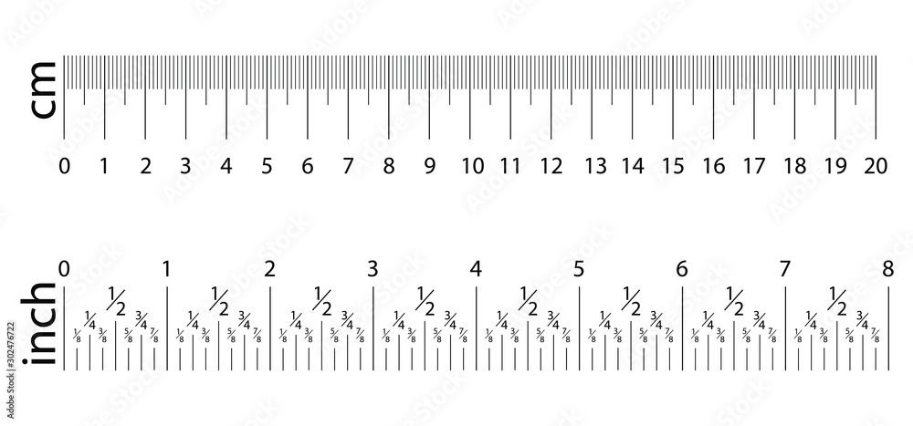 Original Centimetre and Inch, Inches Ruler. Measuring tool, Graduation ...