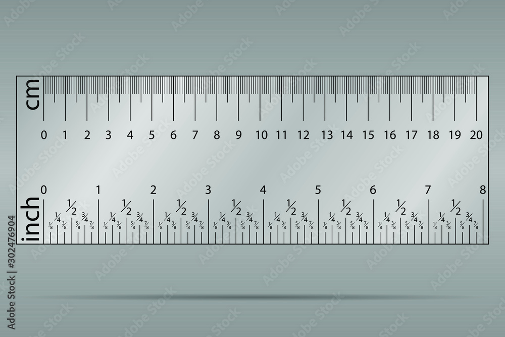 Original Centimetre and Inch, Inches Ruler. Measuring tool, Graduation ...