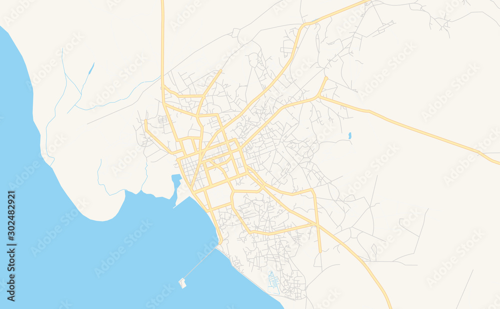 Printable street map of Toliara, Madagascar Stock Vector | Adobe Stock