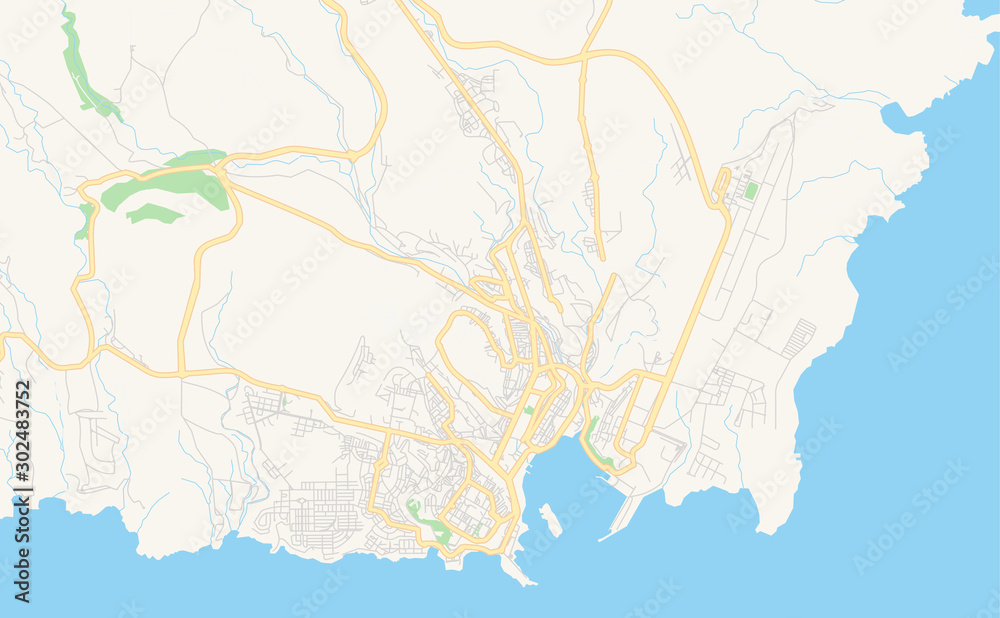 Printable street map of Praia, Cape Verde Stock Vector | Adobe Stock