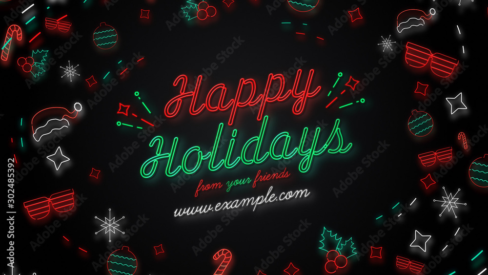 Holiday Neon Titles Stock Template | Adobe Stock