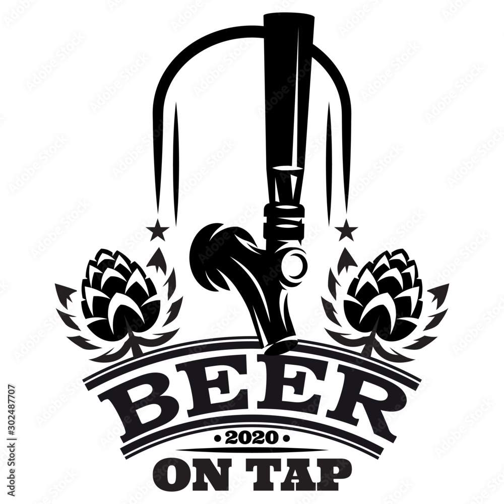 Vetor de Vector illustration with beer tap and inscription do Stock ...