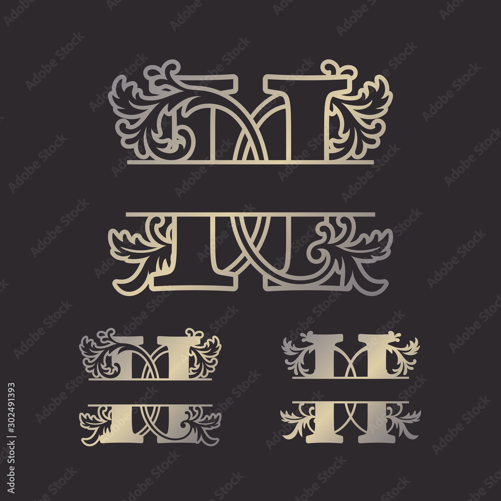Alphabet Split Monograms, Split Letter Monogram, Alphabet Frame Font ...