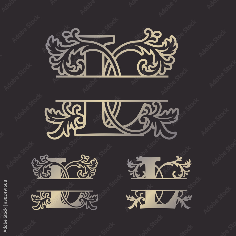 Alphabet Split Monograms, Split Letter Monogram, Alphabet Frame Font ...