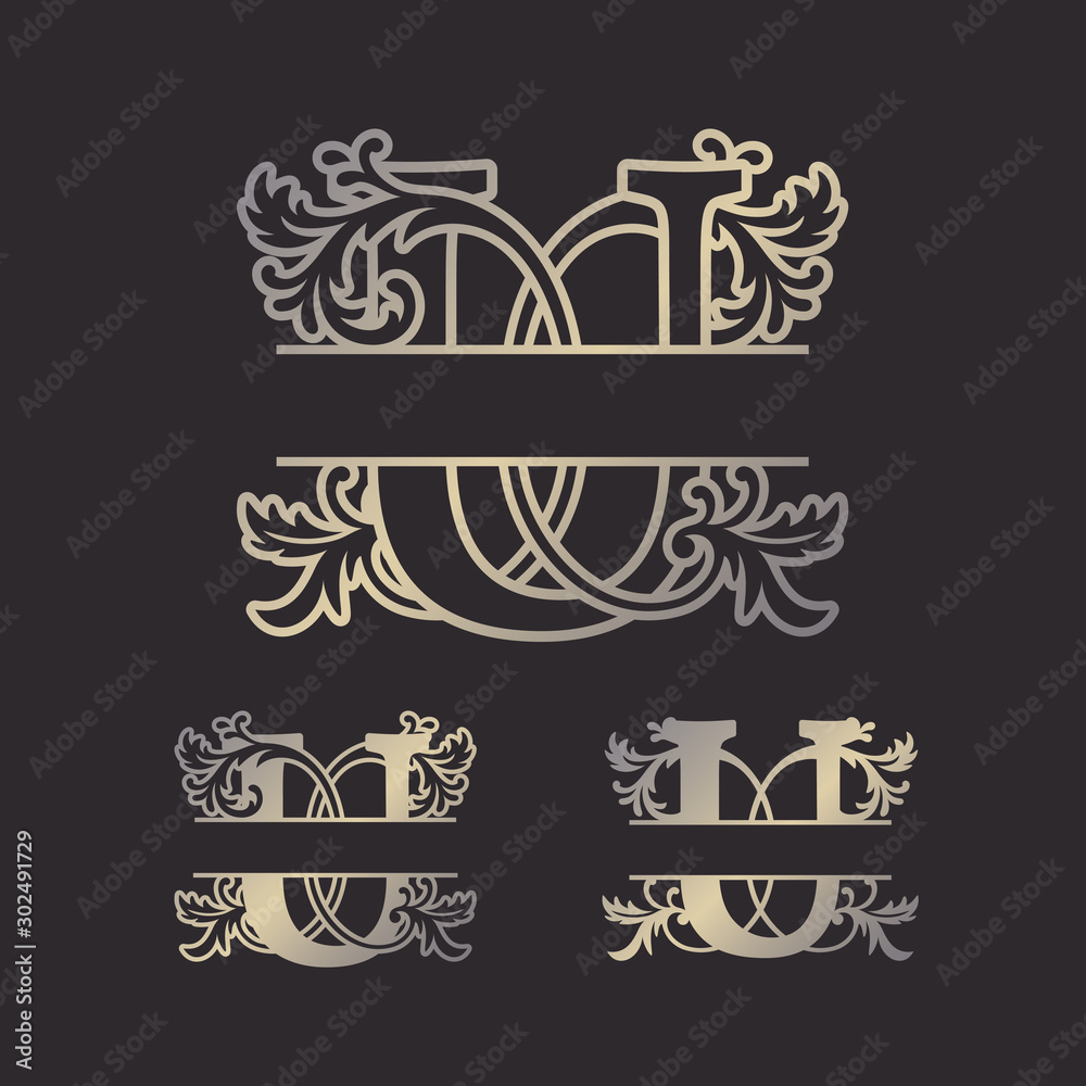 Alphabet Split Monograms, Split Letter Monogram, Alphabet Frame Font ...