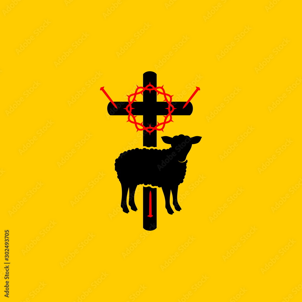Vetor de Christian symbols. Symbols of Jesus Christ are a cross, a ...