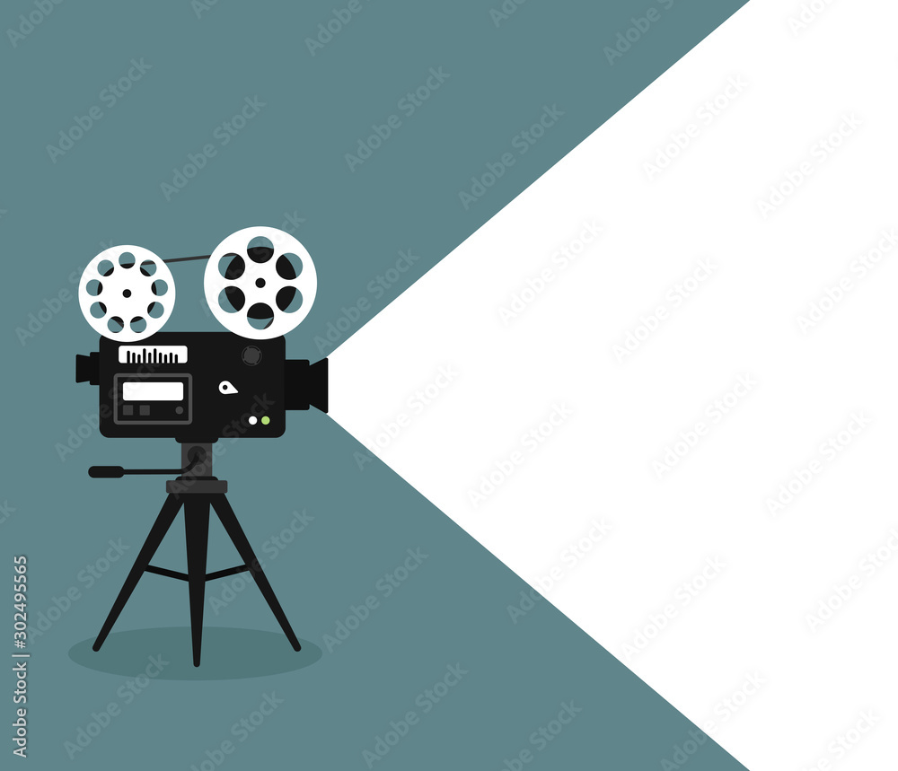 Movie time flat concept background. Cinema banner design Stock Vector ...