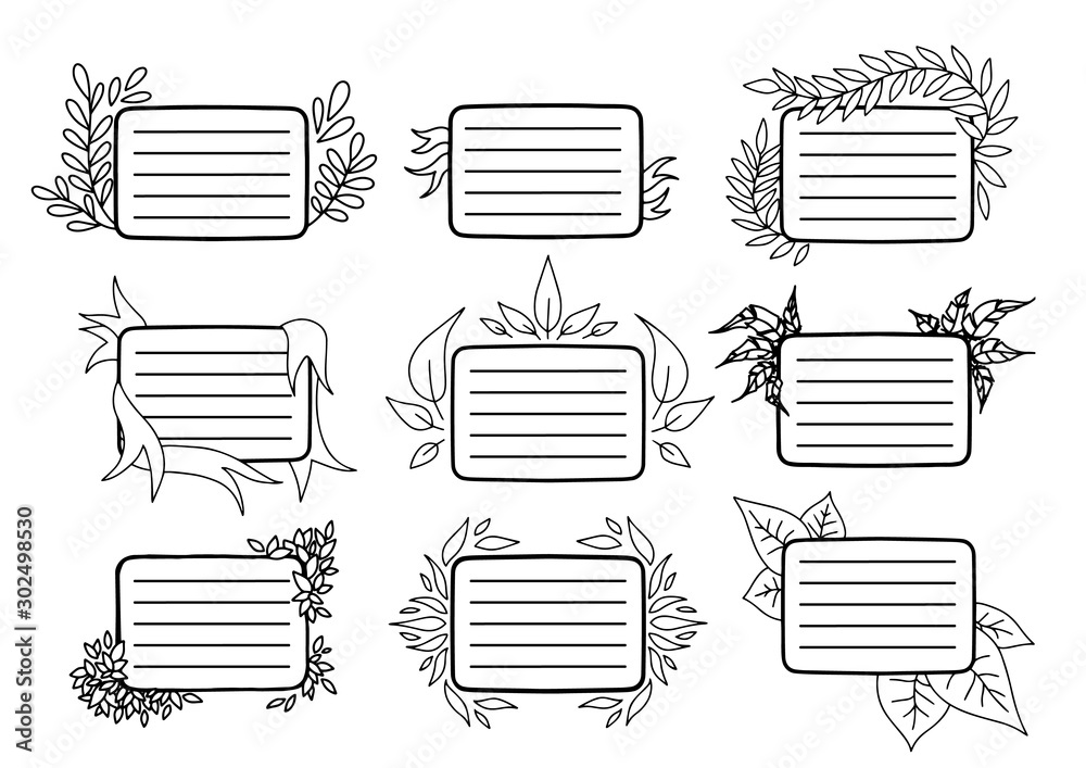 Set of Cute Hand drawn Doodle Banners and Ribbons isolated on white ...