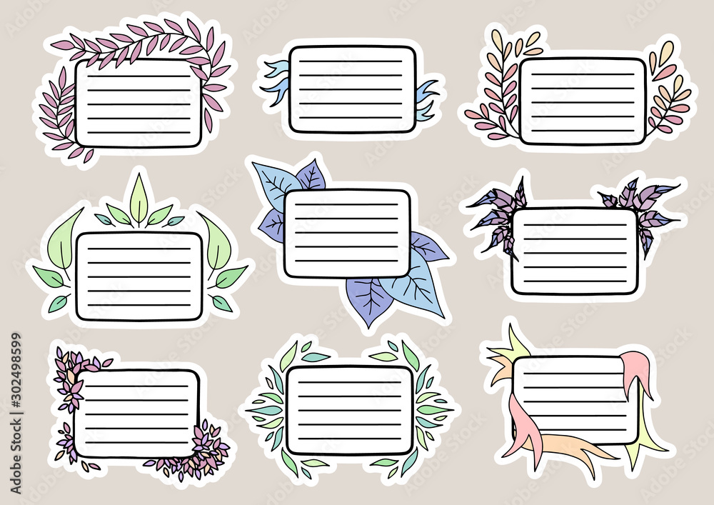 Set of Cute Hand drawn Doodle Banners and Ribbons isolated on white ...