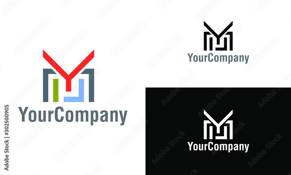 Corporate letter YM and letter YU logo design template. Simple and ...