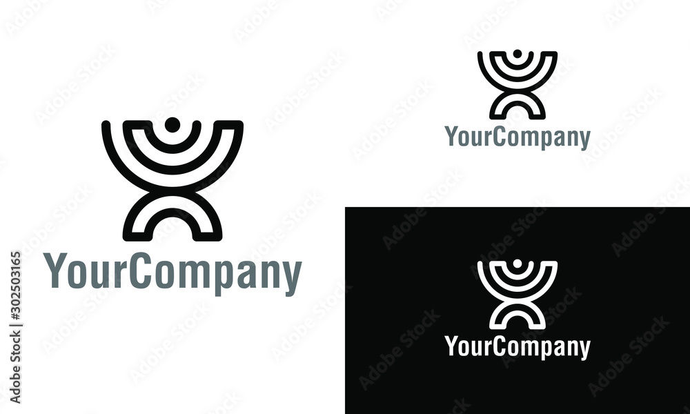 Subliminal human and sport logo template design. Creative vector emblem ...
