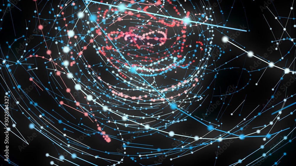 The coherence of points and lines. 3D rendering, 3d illustrates the ...