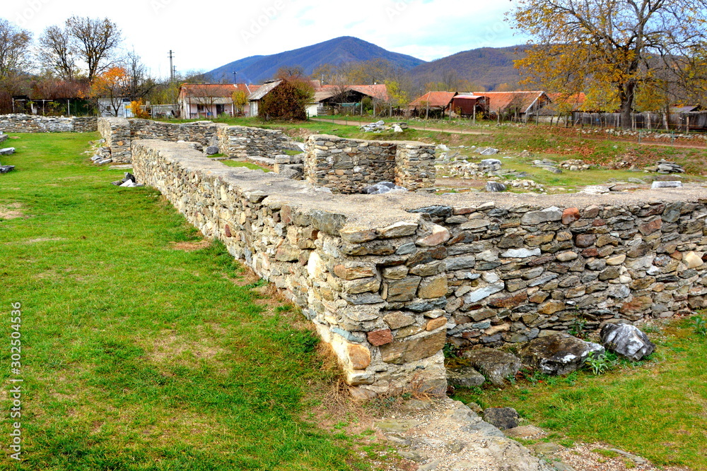 Ruins of the old dacian fortress in Sarmisegetuza Regia, Romania, two ...