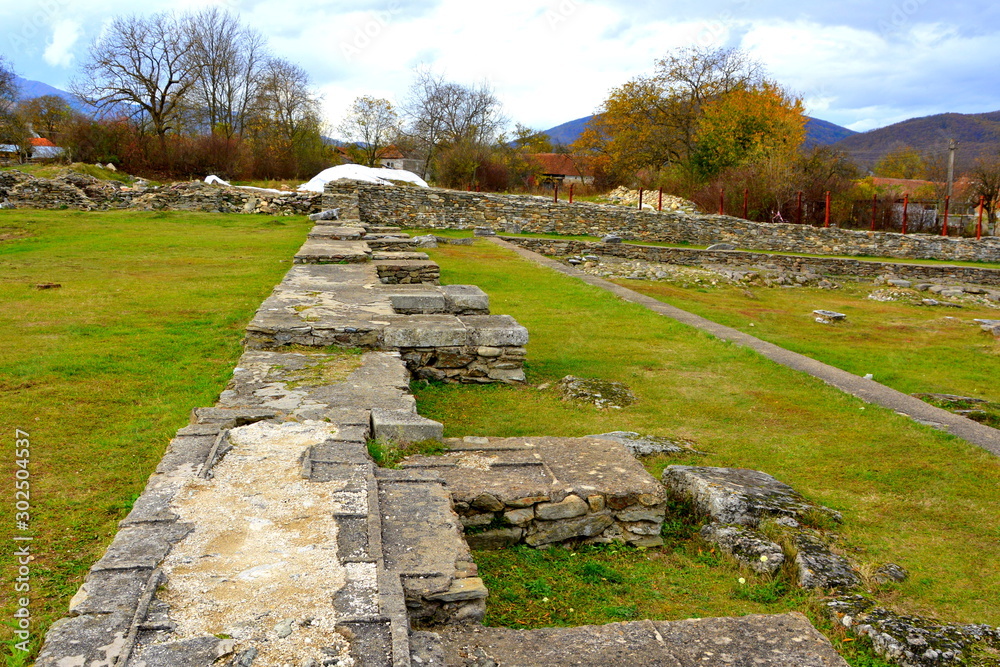 Ruins of the old dacian fortress in Sarmisegetuza Regia, Romania, two ...