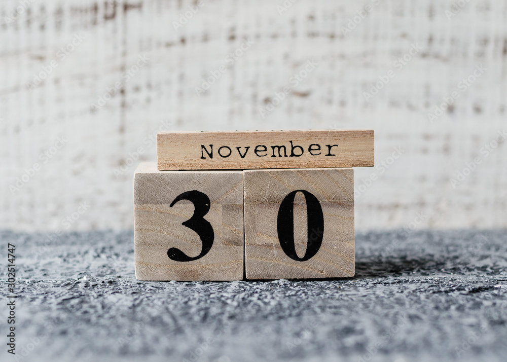 Date of 30 November on wooden cube calendar. Small Business Saturday ...