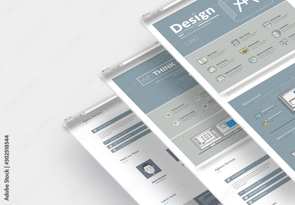Simple Company Website Layout Stock Template | Adobe Stock
