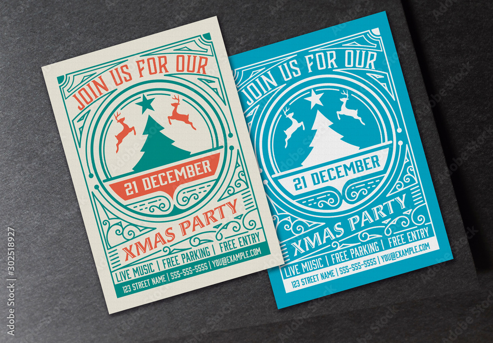 Christmas Event Poster Layout Stock Template | Adobe Stock