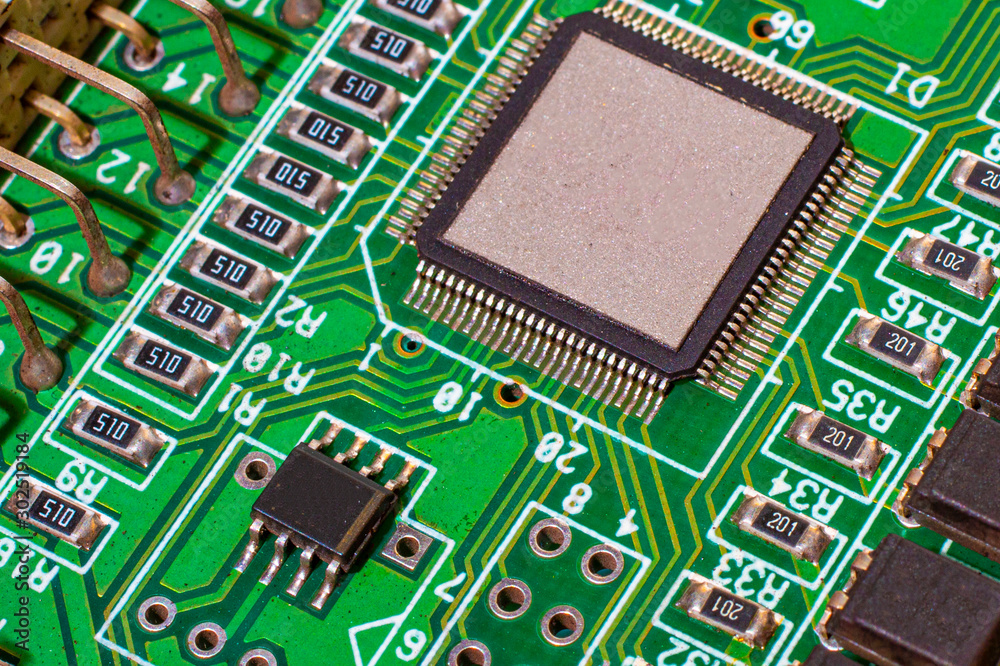 Chips with a green chip to track processes on your computer. Stock ...