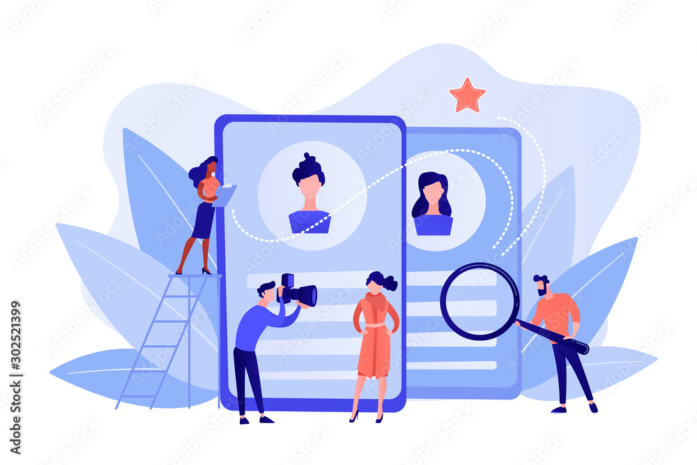 Modeling agency manager and photographer take photos of model for ...