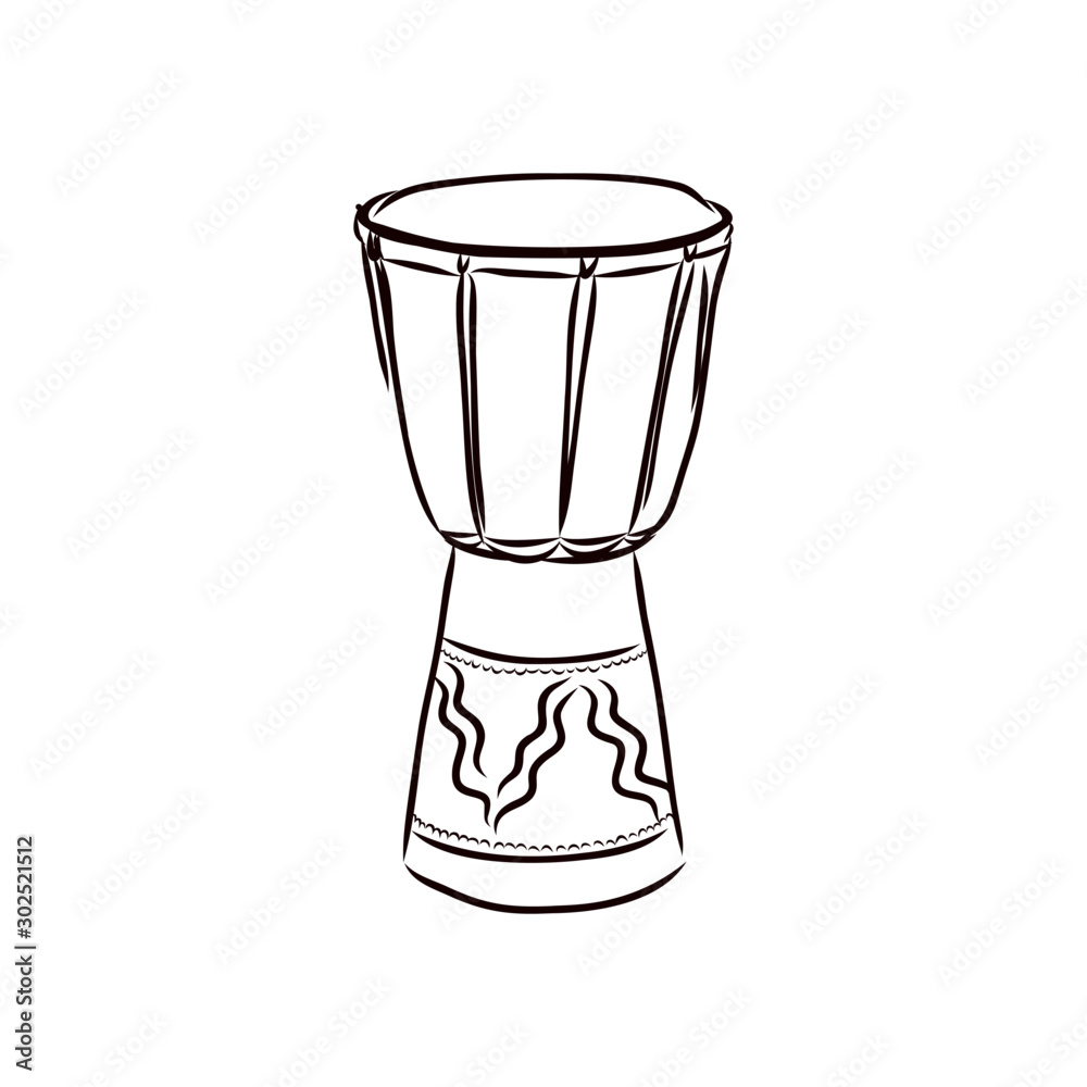 drum isolated on white background, tam-tam sketch Stock Vector | Adobe ...